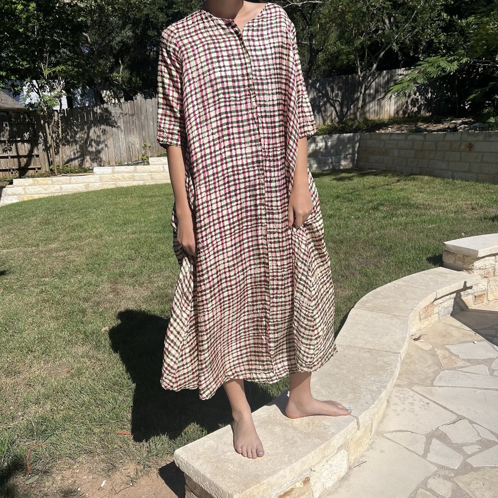 Vintage Mrs Roper Kaftan Saybury Pink House Dress Med… - Gem